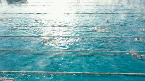 Side view video of swimming pool centre ... | Stock Video | Pond5