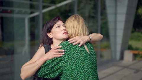 Side view woman imitating happiness hugg... | Stock Video | Pond5