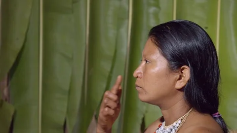 side view of a woman pushing on the nose... | Stock Video | Pond5