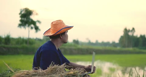 Side view of young farmer wearing blue s... | Stock Video | Pond5
