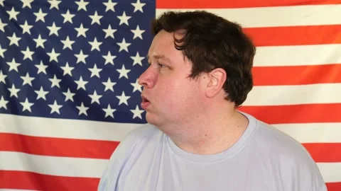 Side view of young fat man on the backgr... | Stock Video | Pond5