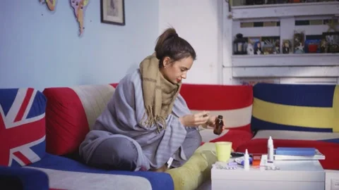 Side view a young woman feels bad. A you... | Stock Video | Pond5