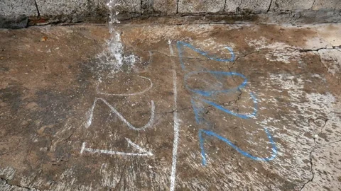 side writing on concrete 2021 2022 on wh... | Stock Video | Pond5