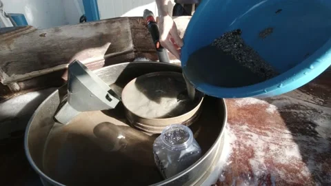 Sieve analysis. Sieving sediment samples... | Stock Video | Pond5