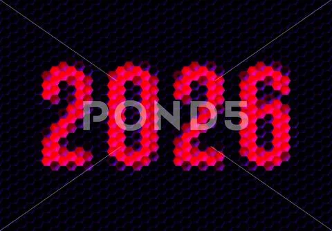 Sign of the 2026 year with hex pixel grid. New Years number or digits ...