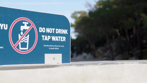 sign and inscription do not drink tap wa... | Stock Video | Pond5