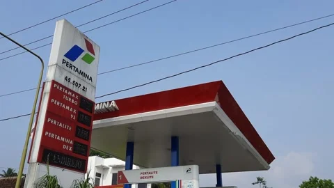 Sign and price list of Pertamina petrol ... | Stock Video | Pond5
