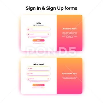 Sign In and Sign up forms, web design, registration and login interface with: Royalty Free ...