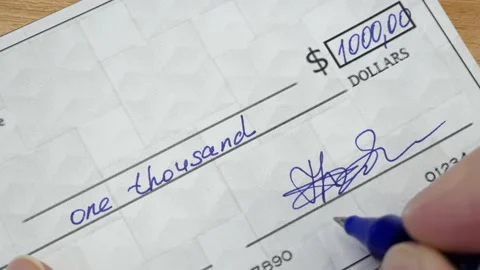 Sign a bank check, Blank bank cheque, Pr... | Stock Video | Pond5