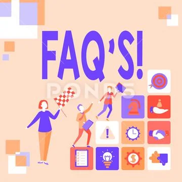 Sign displaying Faq S. Business showcase list of questions and answers ...