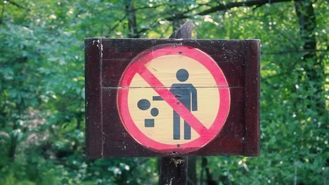 Sign In The Forest, Forbidden to Throw T... | Stock Video | Pond5