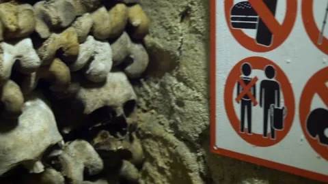 A Sign Inside The Catacombs Of Paris, Fr... | Stock Video | Pond5