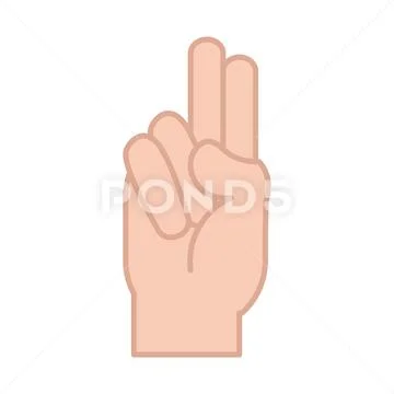 Sign language hand gesture indicating u letter, line and fill icon ...