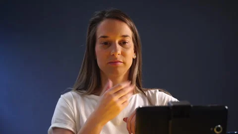 Sign Language, Young Woman in Front of S... | Stock Video | Pond5