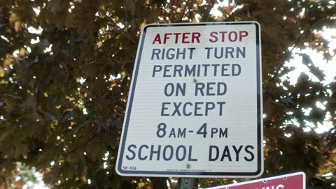 Sign Says: After Stop Right Turn Permitt... | Stock Video | Pond5