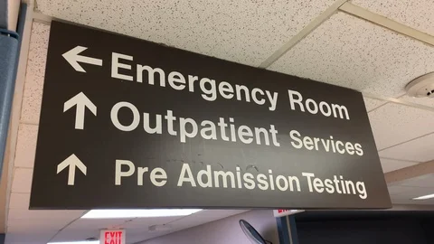 Sign showing directions in hospital hall... | Stock Video | Pond5