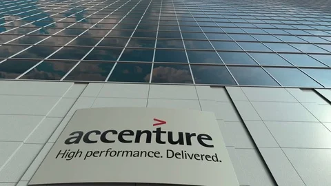 Signage board with Accenture logo. Moder... | Stock Video | Pond5