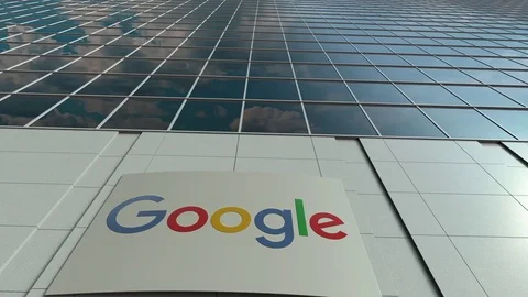 Signage board with Google logo. Modern o... | Stock Video | Pond5