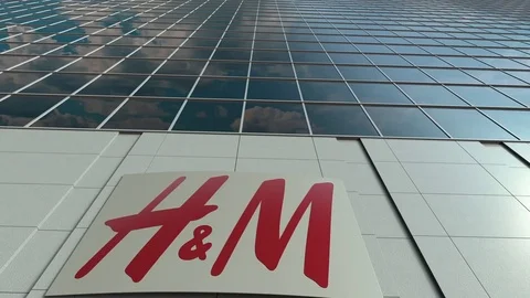 Signage board with H M logo. Modern offi... | Stock Video | Pond5