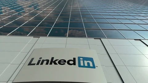 Signage board with LinkedIn logo. Modern... | Stock Video | Pond5