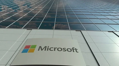 Signage board with Microsoft logo. Moder... | Stock Video | Pond5