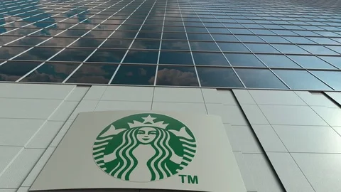 Signage board with Starbucks logo. Moder... | Stock Video | Pond5