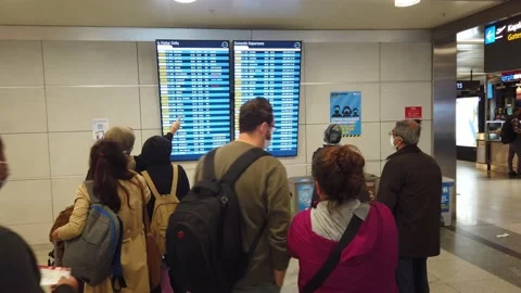 Signage showing the flight gates in Sabi... | Stock Video | Pond5