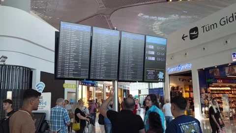 Signage showing the flight gates in Sabi... | Stock Video | Pond5