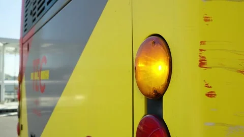 Signal indicator of bus blinking while p... | Stock Video | Pond5