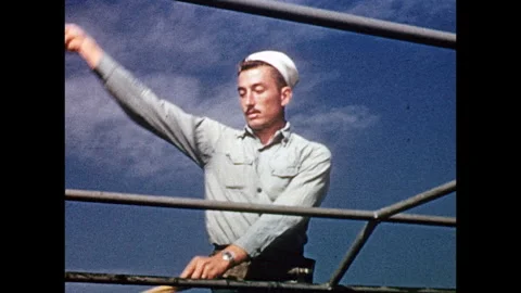 Signalman Sends Flag Signals Iwo Jima 19... | Stock Video | Pond5