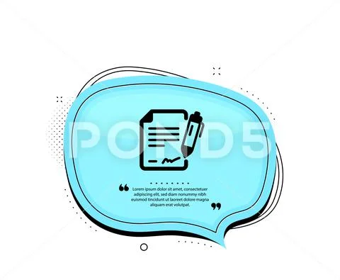 Signing document icon. Contract signature sign. Agreement file. Vector ...