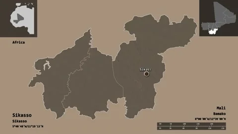 Sikasso location. Mali. Administrative m... | Stock Video | Pond5