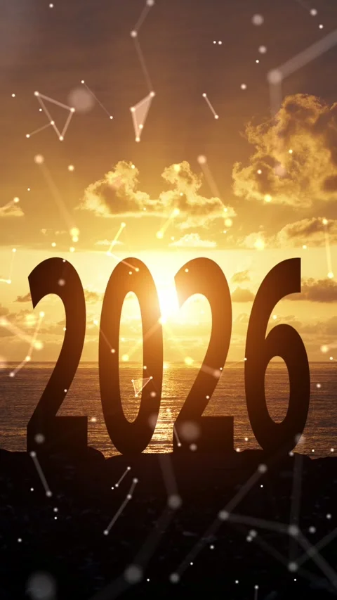 Silhouette of 2026 at Sunset. New Year a... | Stock Video | Pond5