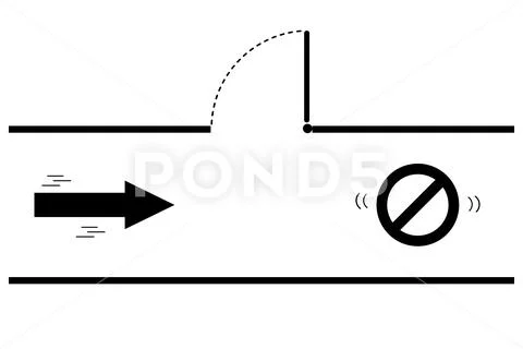 Silhouette arrow, direction for the exit, vector illustration: Royalty ...