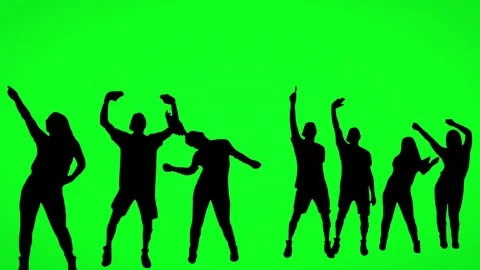 Silhouette of dancing people on green sc... | Stock Video | Pond5
