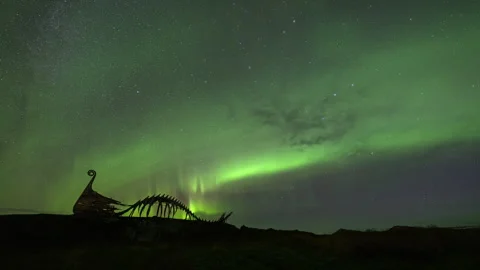 Silhouette of a dragon with Northern lig... | Stock Video | Pond5