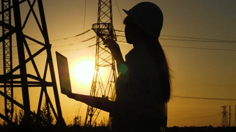 silhouette electrical engineer, work lap... | Stock Video | Pond5
