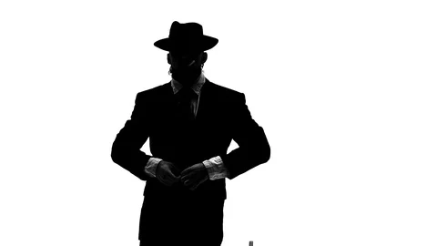 Silhouette Elegant man in a black hat is... | Stock Video | Pond5