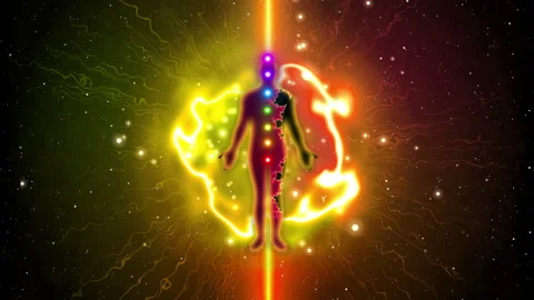 Silhouette of human body with energy par... | Stock Video | Pond5