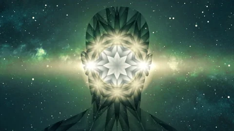 Silhouette of human head opening third e... | Stock Video | Pond5