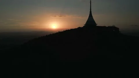 Silhouette of Jested Tower with sun sett... | Stock Video | Pond5