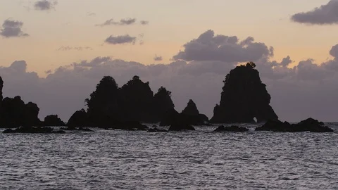 Silhouette of Minokake Rock in Shizuoka,... | Stock Video | Pond5