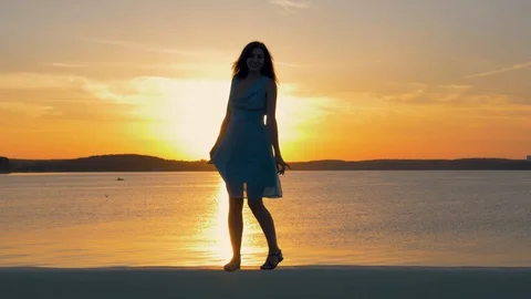 Silhouette Of Pretty Woman Dancing And P... | Stock Video | Pond5