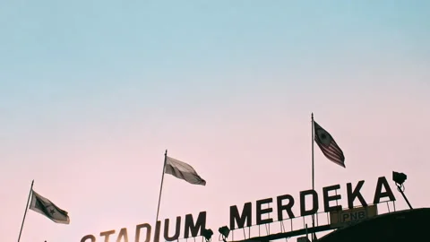 Silhouette Shot of Stadium Merdeka Signa... | Stock Video | Pond5