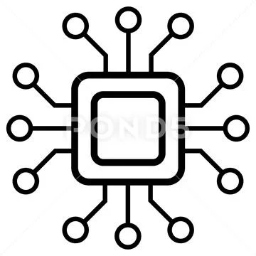Silhouette of simple schematic chip or component for microcircuits ...