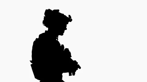 Silhouette US Army ranger in uniform and... | Stock Video | Pond5