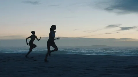 silhouette woman athlete running overtak... | Stock Video | Pond5