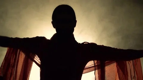 Silhouette a young girl dancer in a red ... | Stock Video | Pond5