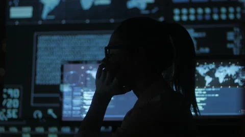 silhouette of young woman IT programmer ... | Stock Video | Pond5