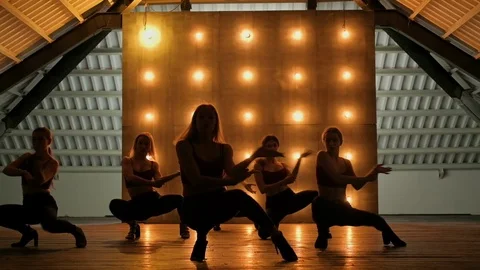 Silhouettes of dancing girls. go-go danc... | Stock Video | Pond5